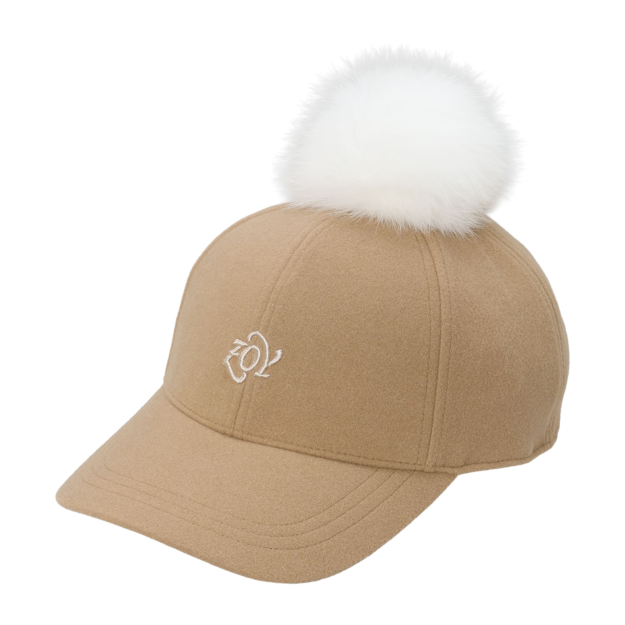 WOMEN ポンポンキャップ キャメル